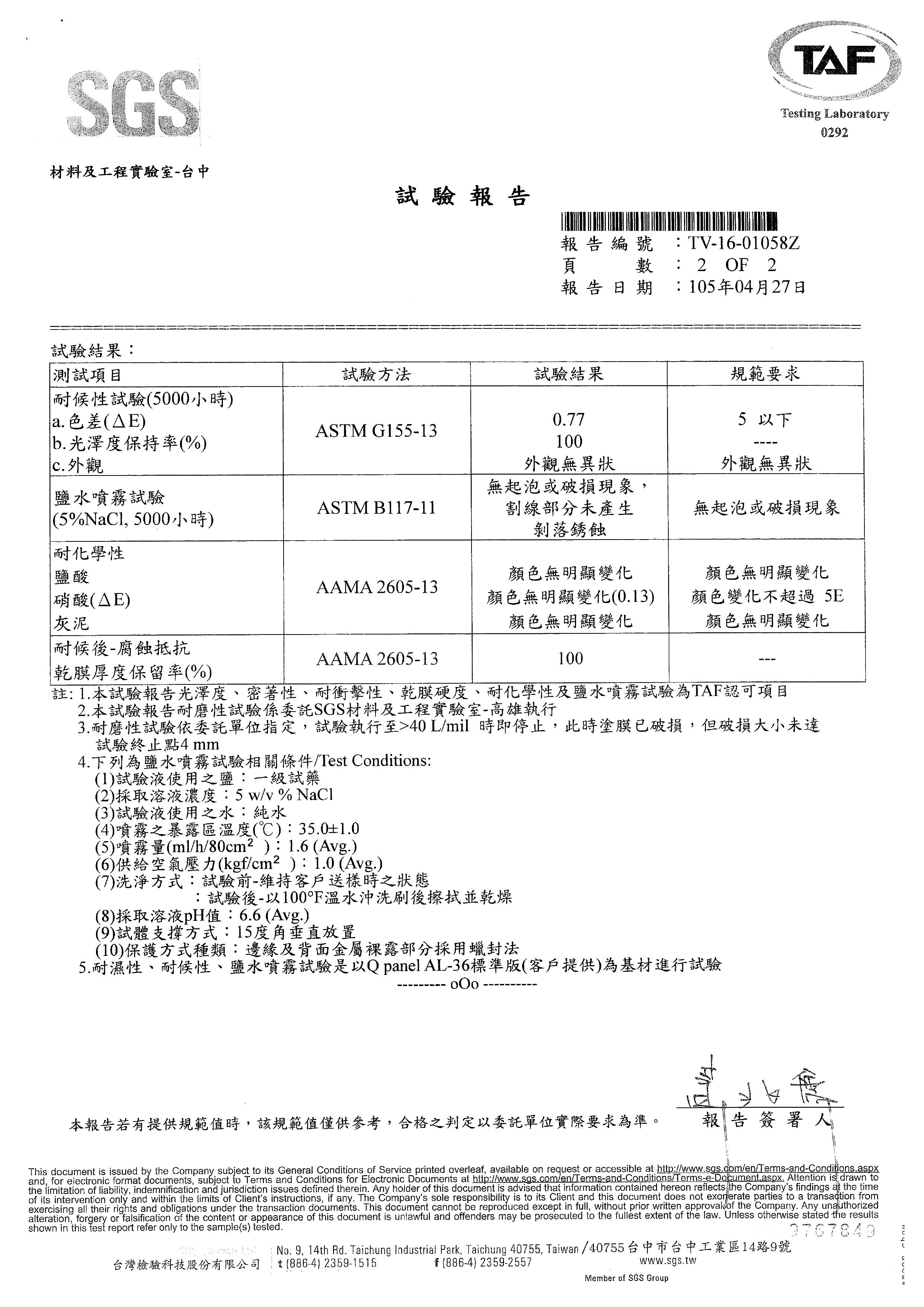 SGS測試報告 - 國麗